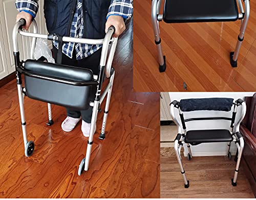 Walker Ski Glides, for1 1/8 Inch Tubes,Pop and Glide Easy Use Walker Skis, Heavy Duty Coaster Skis for Medical Walkers,Black (2),QingTD