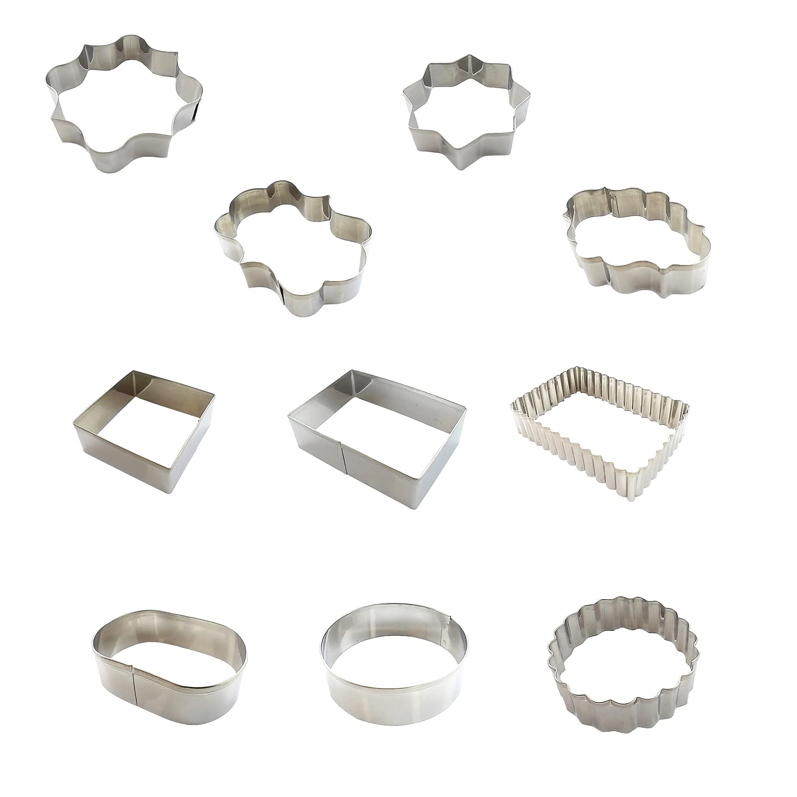 FancyĀ Plaque Cookie Cutters Set of 10 pcs, Stainless Steel Wedding Frames Shaped Fondant Cutter Molds Baking DIY