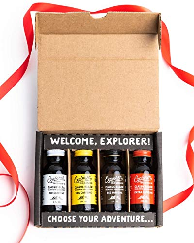 Explorer Gift Pack | Cold Brew Super Concentrate | 2 fl oz. I Medium Roast, Liquid Form I 4 Caffeine Level Sampler