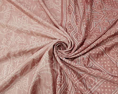 Peegli Vintage Bandhani Printed Saree Pink Recycled Fabric Silk Blend DIY Craft Sari