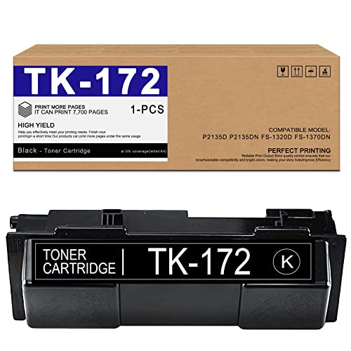ZPZZ 1 Black TK-172 TK 172 (1T02LZ0US0) Compatible Toner Cartridge Replacement for Kyocera ECOSYS P2135d P2135dn FS-1320D FS-1370DN Printer Ink Cartridge,Sold by DZYDZSWGS