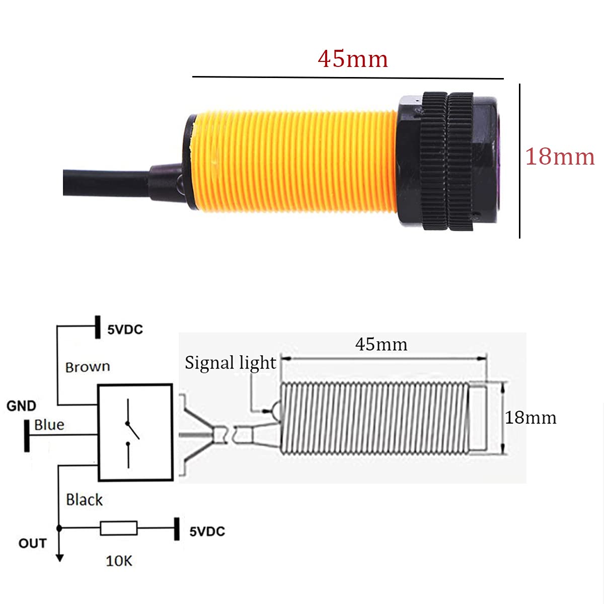 DaFuRui 2 Pack E18-D80NK Infrared Reflectance Sensor Module Obstacle Avoidance Detection Sensor 5V Switch Detect 3-80cm Compatible for Arduino