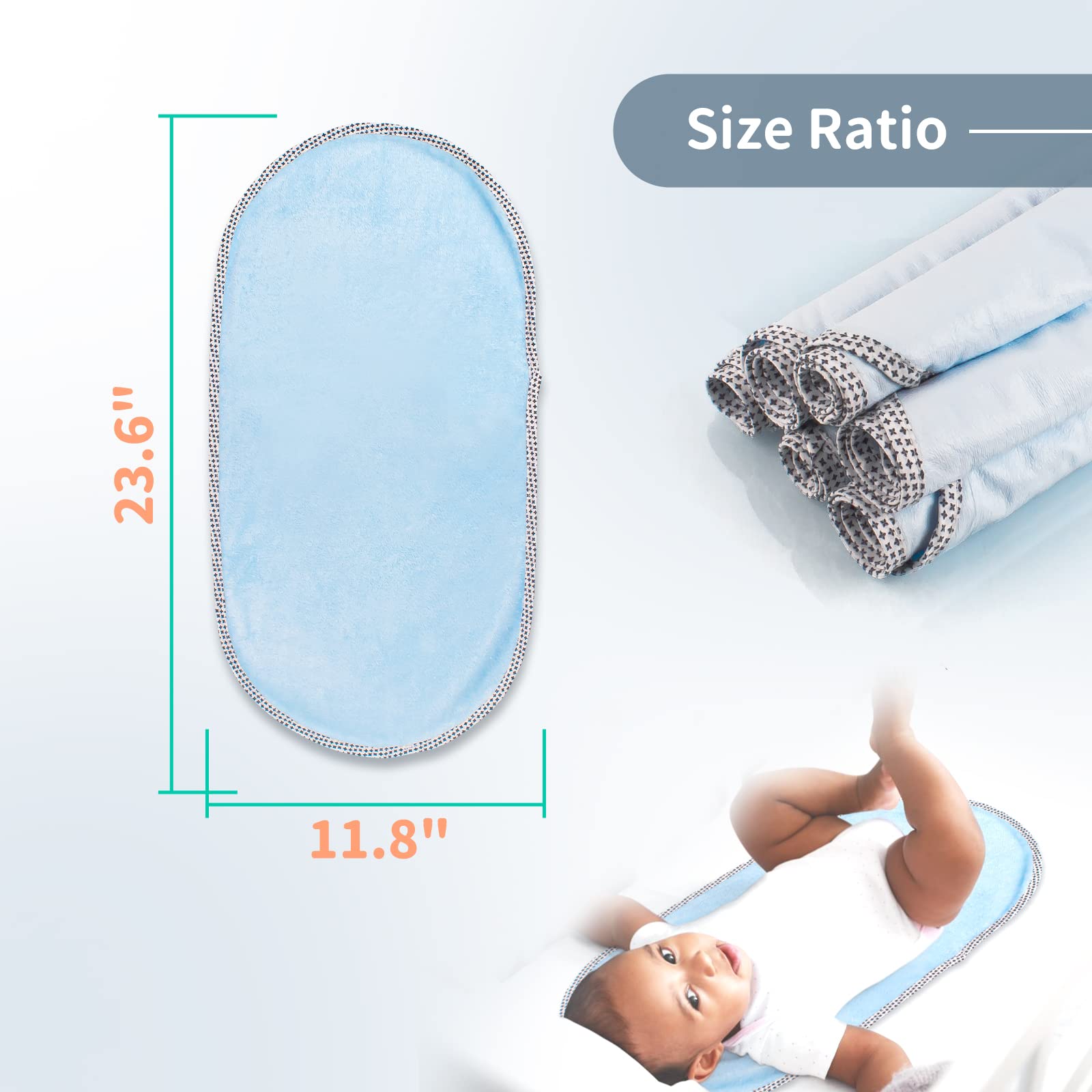 Waterproof Changing Pad Liners 6 Packs,Washable Reusable Changing Pad Liners,Portable Soft Baby Changing Table Liners for Boys Girls,23.6"x 11.8"Blue
