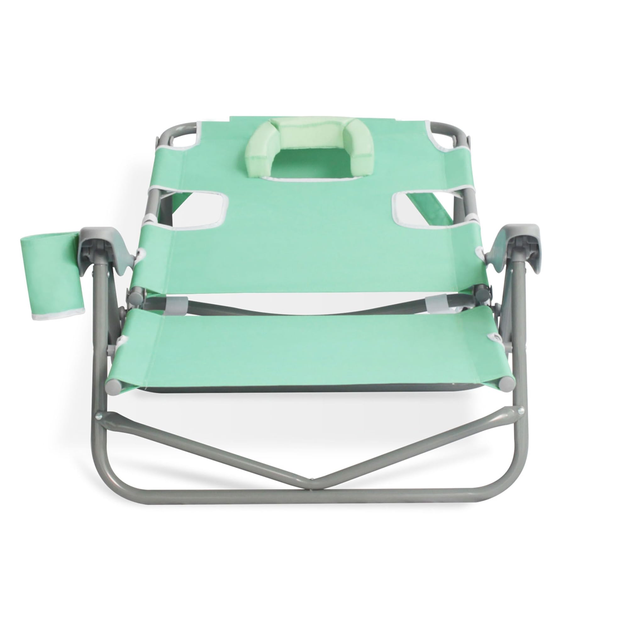 Ostrich On Your Back Backpack Beach Chair with Face Hole - Adjustable, Portable Lounge Chair with Cup Holder, Face Opening - Heavy Duty, Lay Flat Tanning Chair for Face Down Reading For Adults (Teal)