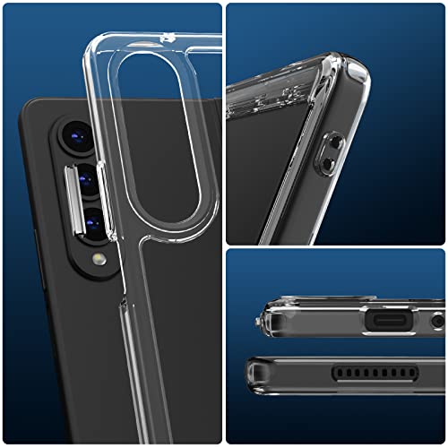 MAKAVO for Samsung Galaxy Z Fold 4 Clear Case, Crystal Flexible Edges & Hard Back Cover, Non-Yellowing Slim Thin Shockproof Phone Case for Samsung Z Fold4 (Pure Clear)