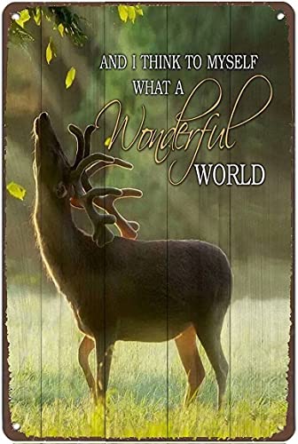 Wall Decor Vintage Style Metal Tin Sign Deer Iron Painting what A Wonderful World Room Decor Bathroom Decor Bedroom Decor Classroom Decor Art Tin Signs 5.5x8 Inch On Father'S Day National Day