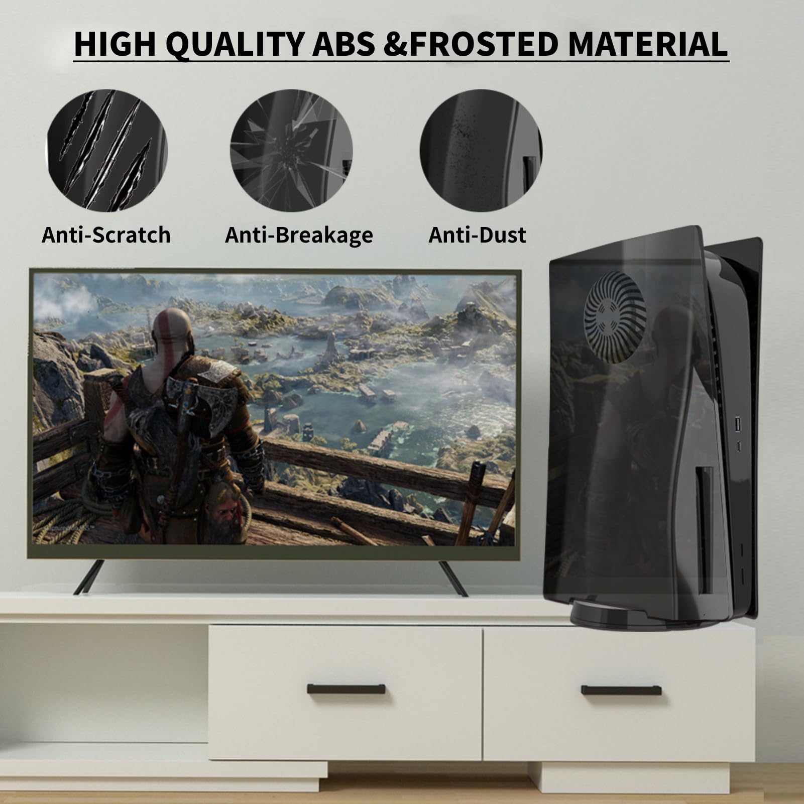 for PS5 Accessories Faceplate for Playstation 5 Disc Version Protective Shell Cover Replacement Face Plate ABS Anti Scratch Dustproof Replacement Faceplate Shell with Heat Sink
