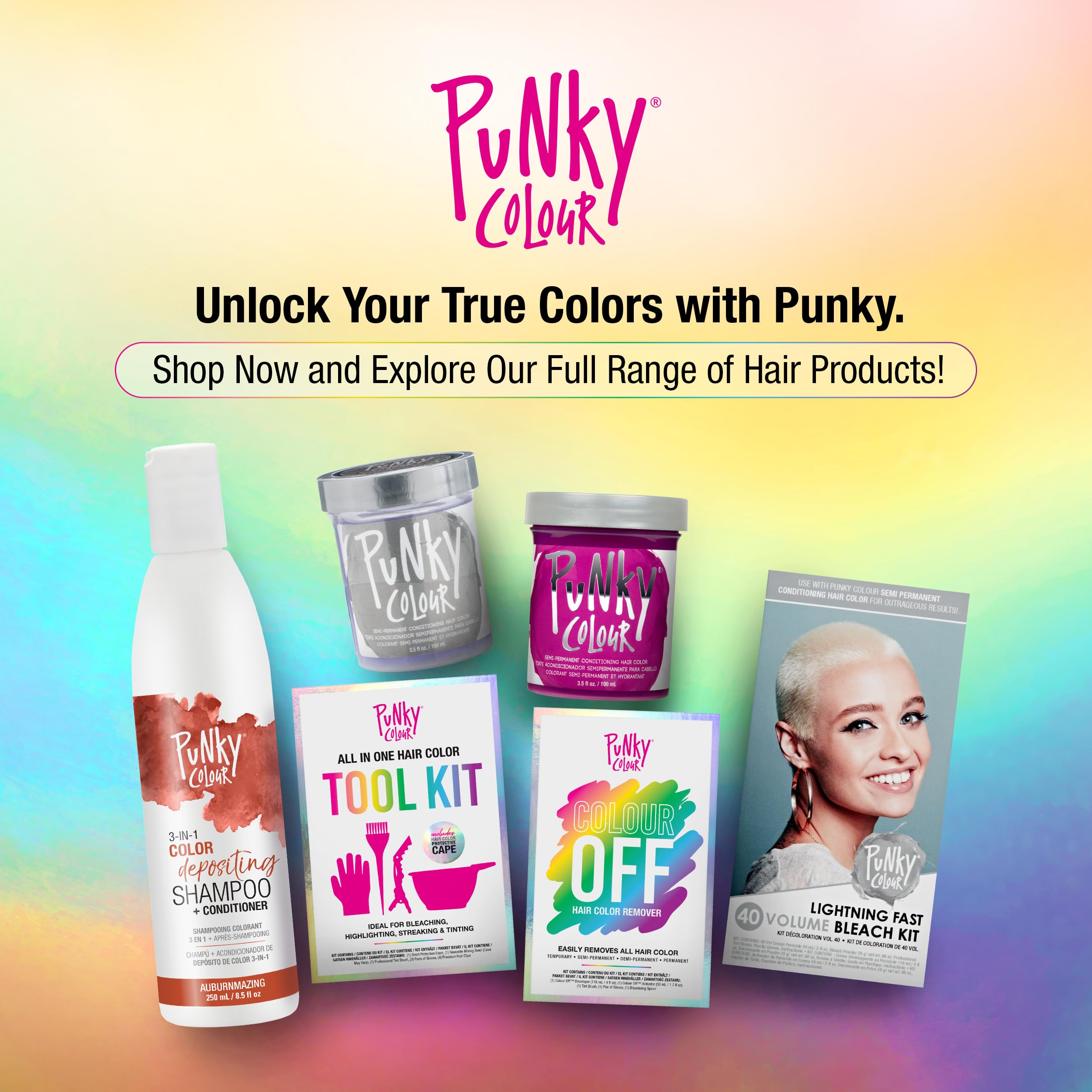 Punky Colour 3-in-1 Color Depositing Hair Cleanser & Conditioner, 8.5 fl oz. (AuburnAmazing)