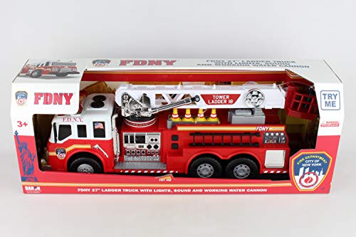 Daron FDNY 27' Ladder Truck with Lights, Sounds and Working Water Cannon 2019 New