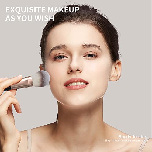 Makeup Brushes with Case, MAANGE 18 Pcs Professional Makeup Brush Set Premium Synthetic Face Kabuki Brush Kit Foundation Blush Powder Eyeshadow Brushes Set Christmas Gift(Coffee)