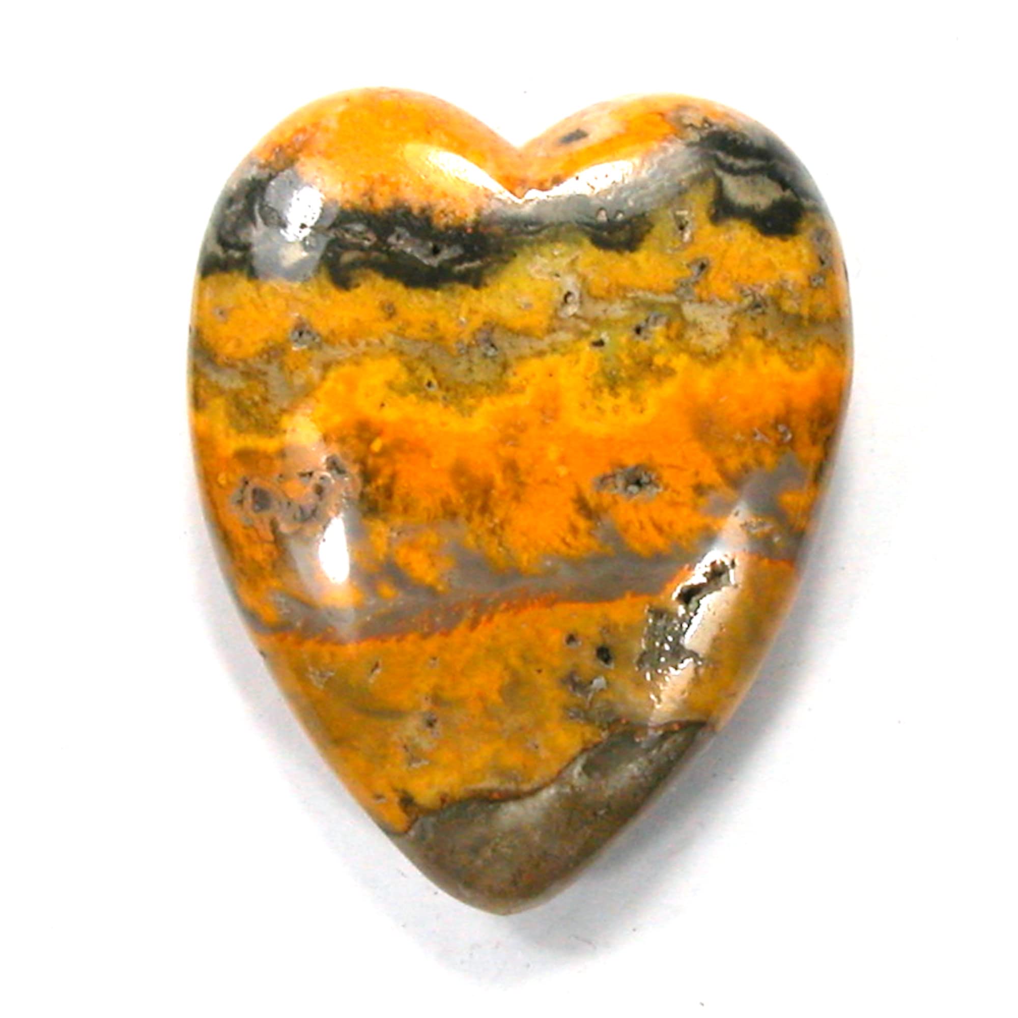 DVH 58g Bumble Bee Jasper Calcite Heart Meditation Stone 54x43x18 (4080)