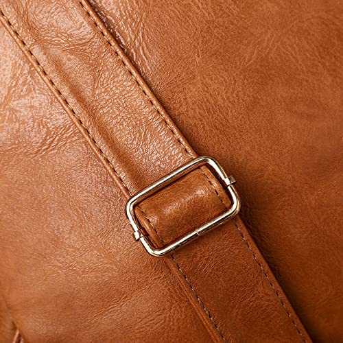 Leather Backpack Bag For Women,Unisex Travel Laptop Shoulder Purse Black Rucksack, A Large, Elegant, (Grey, One Size)