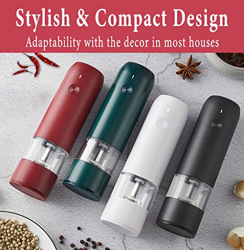 ๐ฅ๐ฒ๐ฐ๐ต๐ฎ๐ฟ๐ด๐ฒ๐ฎ๐ฏ๐น๐ฒ Electric Salt and pepper Grinder Set - Built-In 500mAh Battery - Automatic Peppercorn and Sea Salt Spice Mill & Shakers Set with LED Light, Adjustable Coarseness