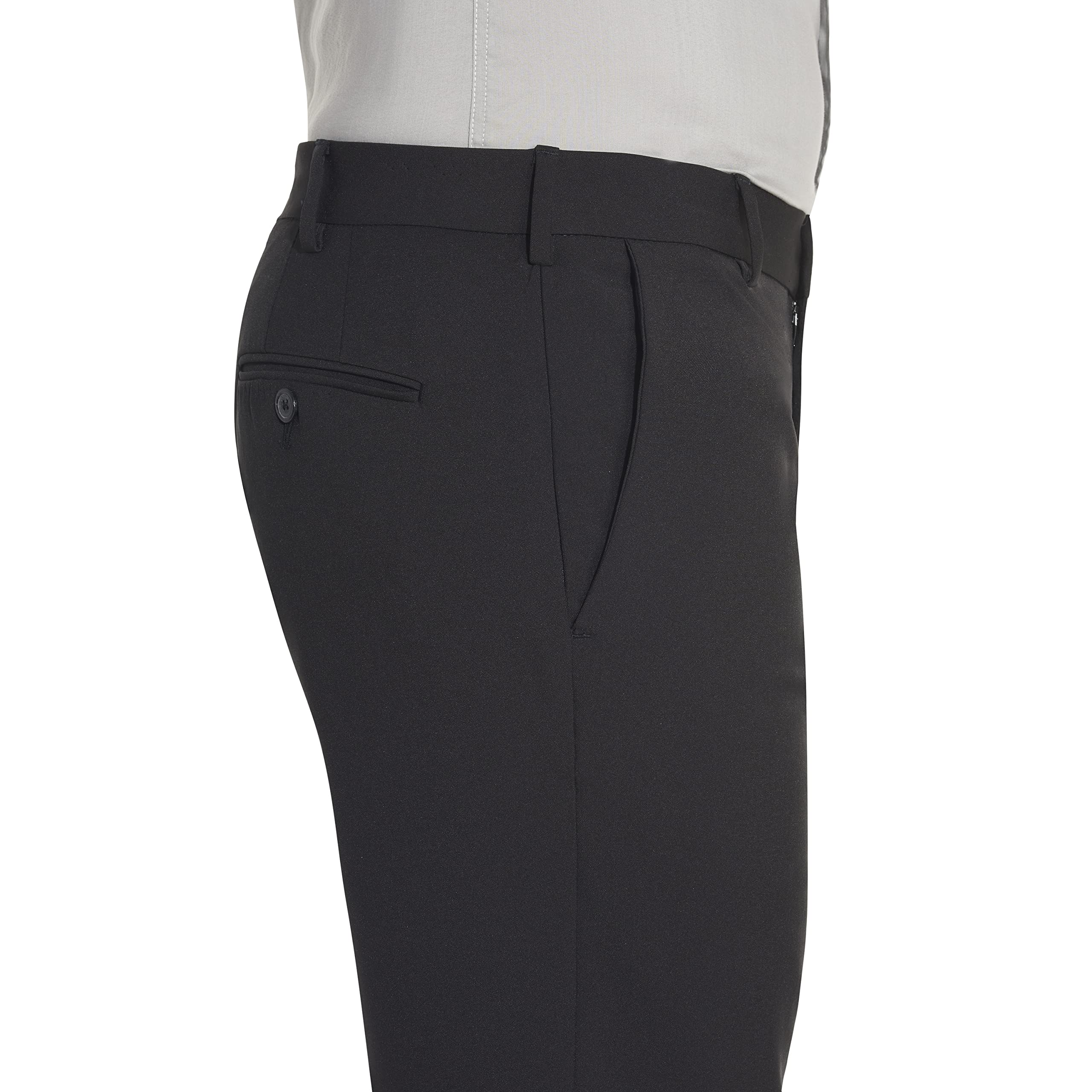 Van Heusen Men's Slim Fit Flex Flat Front Pant, Black, 34W x 30L