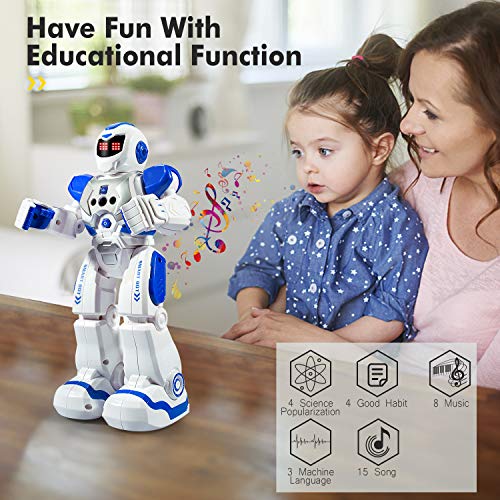 Onadrive Remote Control Robot for Kids Intelligent Programmable Robot with Infrared Controller,Dancing,Singing, Moonwalking and LED Eyes,Gesture Sensing Toys Kit for Childrens Entertainmen (Blue)
