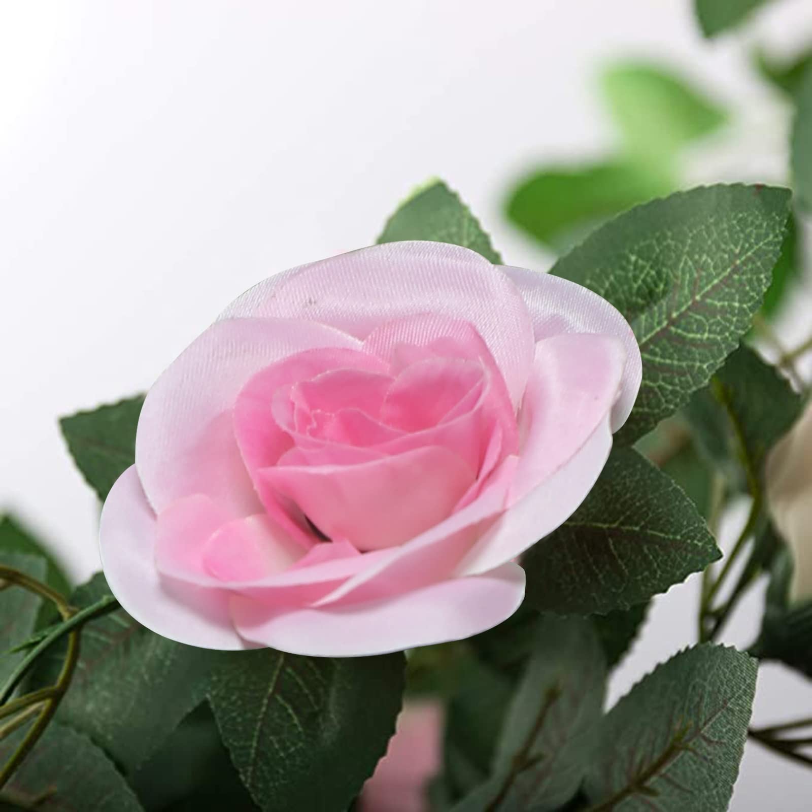 Yebazy 2PCS(16FT) Fake Rose Vine Garland Artificial Flowers Plants for Hotel Wedding Home Party Garden Craft Art Decor (Pink)…