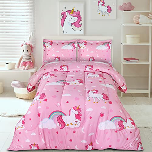 Utopia Bedding - Comforter Bedding Set with 2 Pillow Cases - 3 Piece Soft Brushed Microfiber Kids Bedding Set for Boys/Girls - Machine Washable, Unicorn, Twin