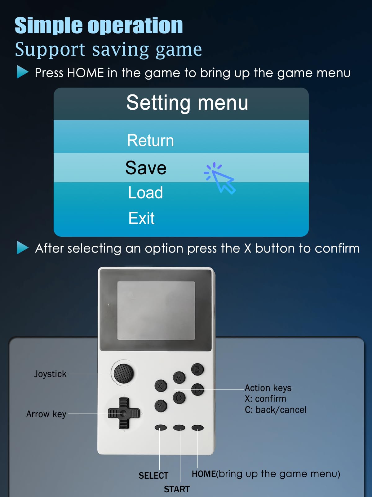 Fordim Handheld Game Console, Retro Mini Game Player with 1000+ Classic Games, 3.0 Inch Screen 1020mAh Rechargeable Battery,Support TV Connection,Ideal Gift for Kids and Adult