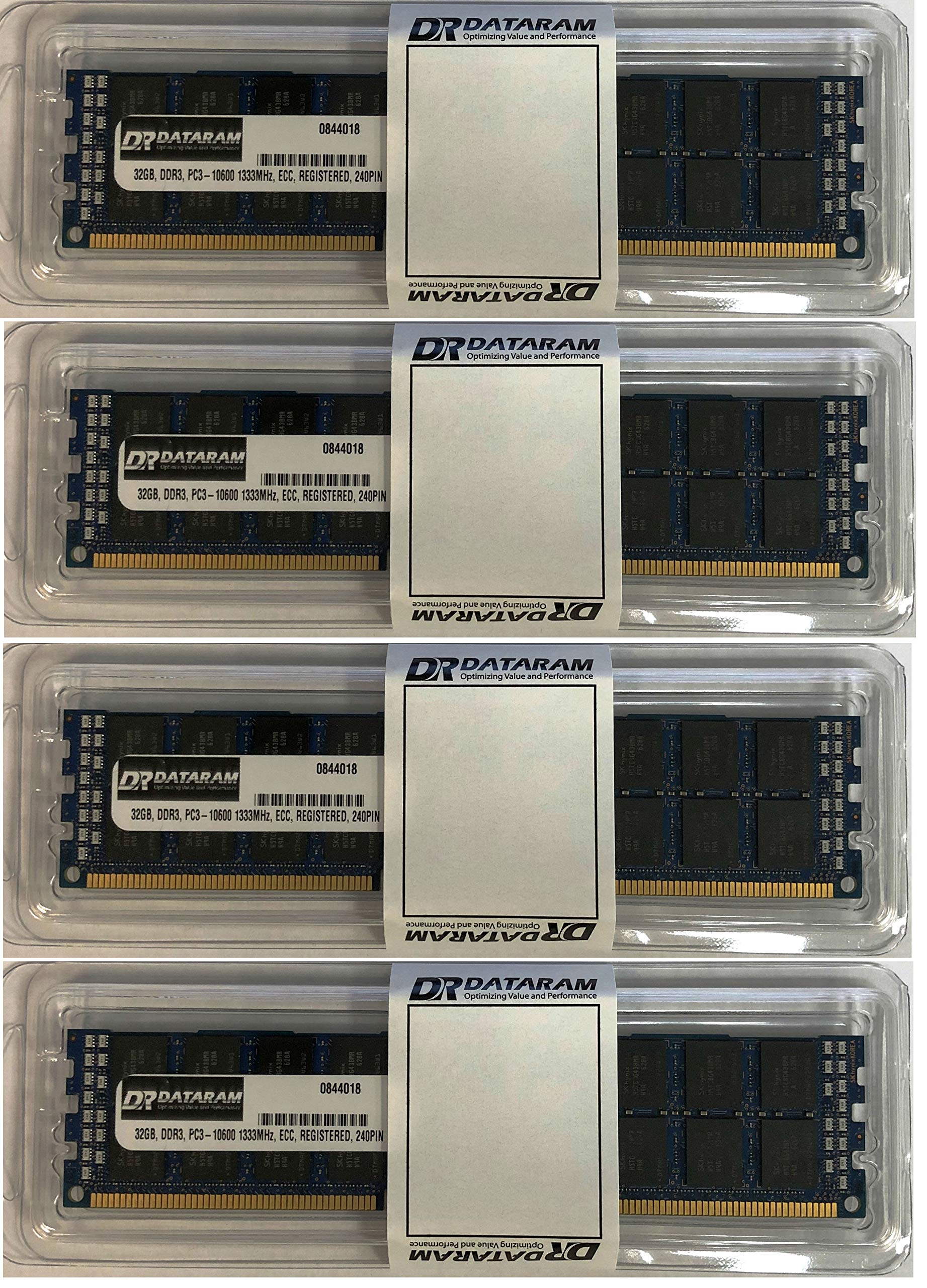DATARAM 128GB (4 X 32GB) DDR3 PC3-10600 1333MHz ECC Memory Ram Upgrade Kit for The 2013 Mac Pro 6,1