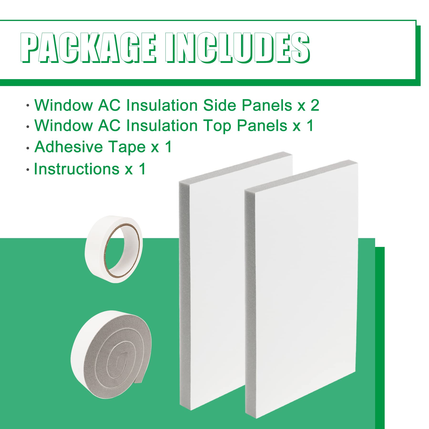 Forestchill Window Air Conditioner Side Insulated Foam Panel, Surround Insulation Panels Cover with Foam Seal Strip for Indoor Window AC Unit for Summer and Winter