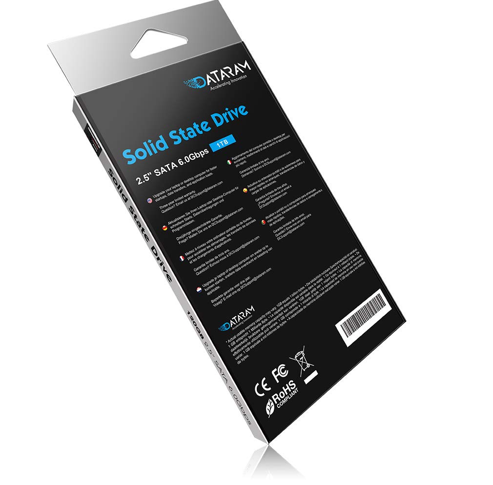 Dataram 2.5" SSD, 6.0 Gbps SATAIII Solid State Drive High Speed Read & Write (1TB)