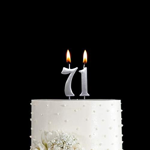 MAGJUCHE Silver 71st Birthday Numeral Candle, Number 71 Cake Topper Candles Party Decoration for Women or Men