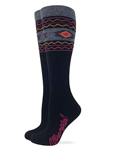 Wrangler Ladies Lightweight Merino Wool Blend Aztec Knee High Boot Socks 3 Pair (Assorted)