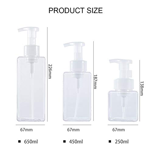 FKJLUN Soap Dispenser Pump Square Clear Foaming Bottle Liquid Soap Whipped Mousse Points Bottling Shampoo Lotion Shower Gel Foam Pump Bottles Ending Hand Lotion Bottle (Color : 450ml Pink)