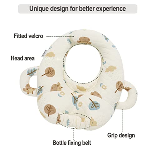 vocheer Baby Bottle Holder, Portable Support Pillow for Newborns, Baby Breastfeeding Pad,Bottle Support Cushion, Leaf