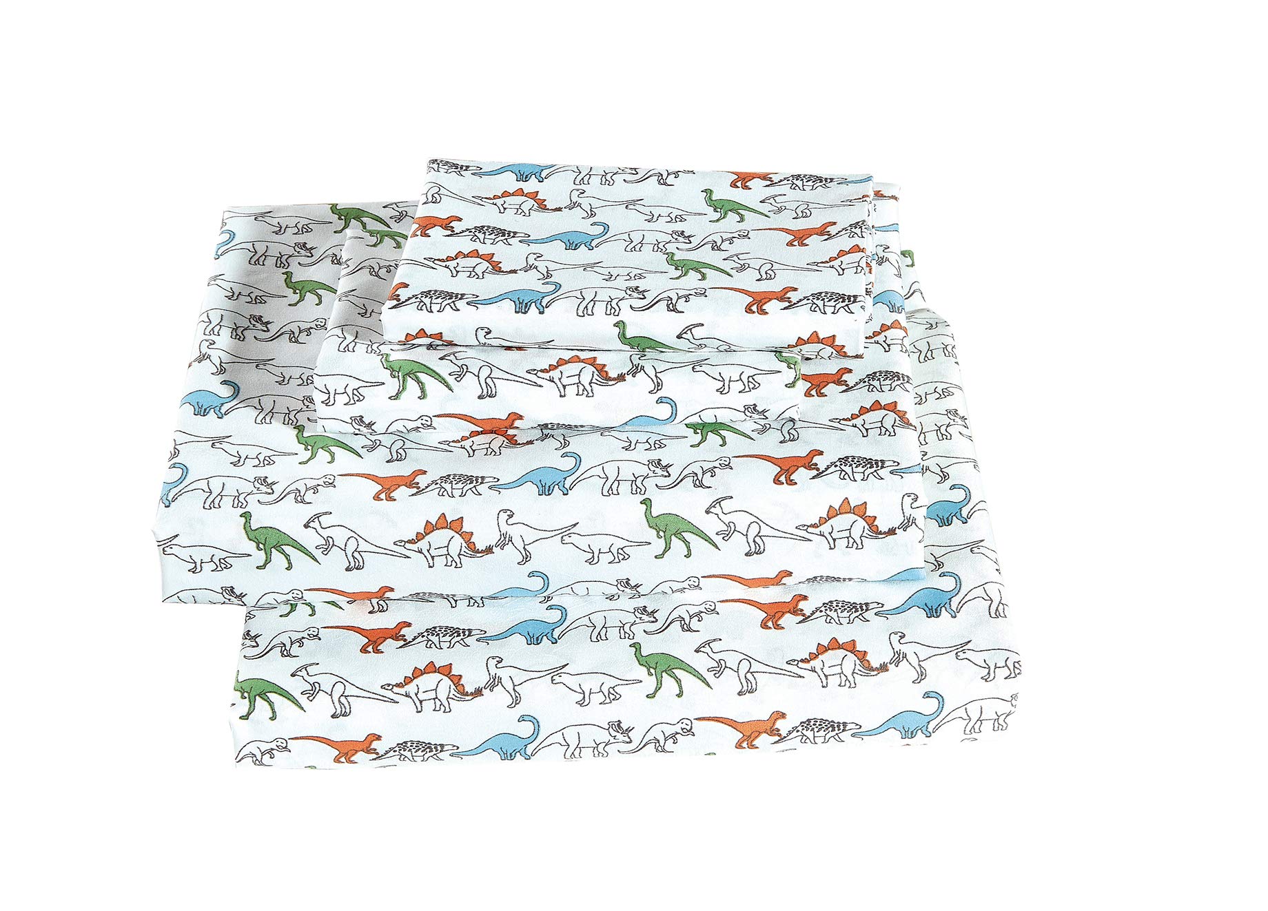 Linen Plus Sheet Set for Boys/Teens Dinosaurs Rhino Jurassic Orange Blue Green White Black Flat Sheet Fitted Sheet and Pillow Cases Full Size New