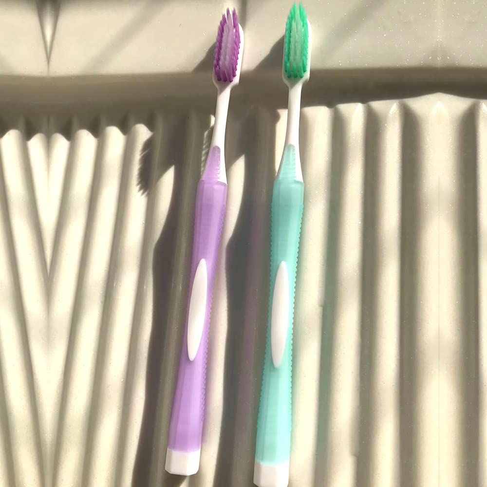 weizhang 50 Toothbrushes Affordable Bulk Pack for Travel, Hotel, Guest, ndividually Wrapped Purple and Blue