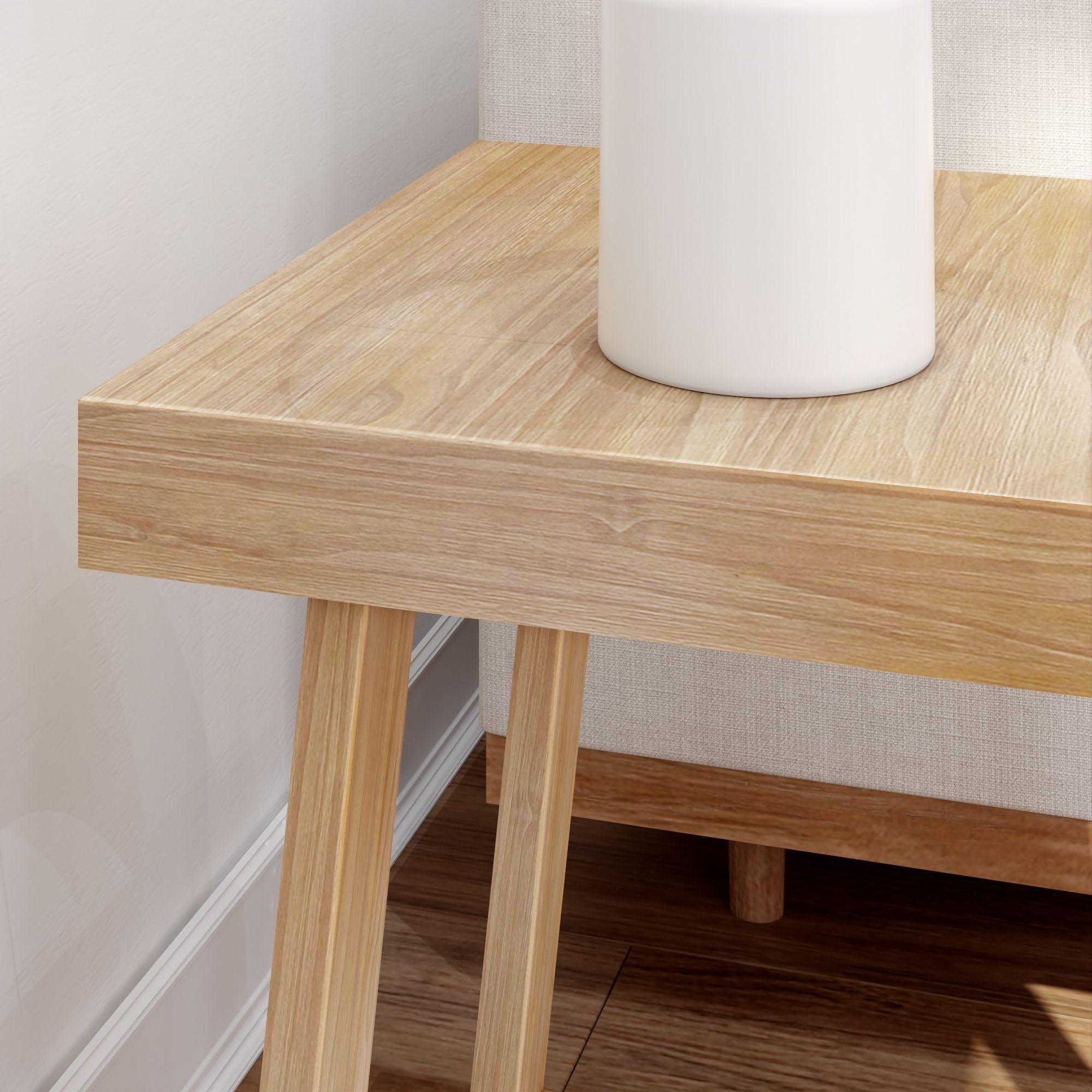 Plank+Beam Classic Rectangular Side Table, 25", Slim Side Table for Living Room, Narrow Nightstand for Small Spaces, Wood End Table for Bedroom, Blonde Wirebrush