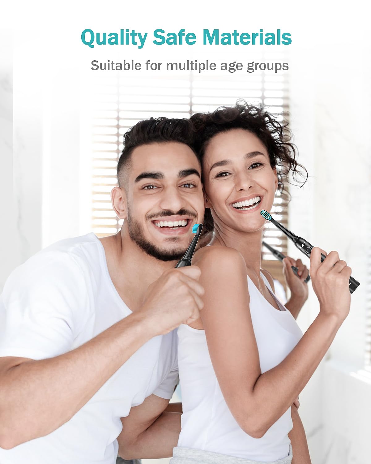 Initio Sonic Electric Toothbrush for Adults, Rechargeable Toothbrush with Smart Timer, 5 Modes, 3 Brush Heads, 40,000 VPM Motor, Whitening Power Toothbrush, IT959, Black