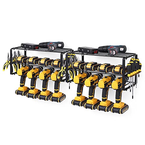 ONEPENG Power Tool Organizer,Gifts for Men,Garage Tool Organizers and Storage,Heavy Duty Metal Tool Shelf,Utility Storage Rack for Cordless Drill,Perfect for Father's Day (2pack,Black)