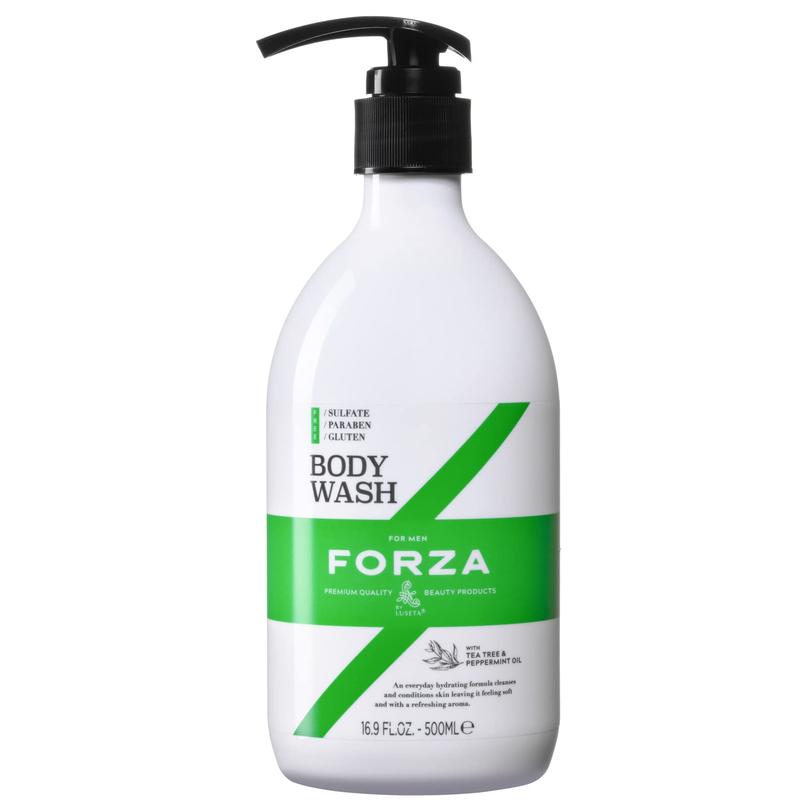 Forza 2 in 1 Shampoo and Conditioner for Men with Tea Tree & Peppermint Oil, Fresh and Clean for All Style Hair,16.9oz