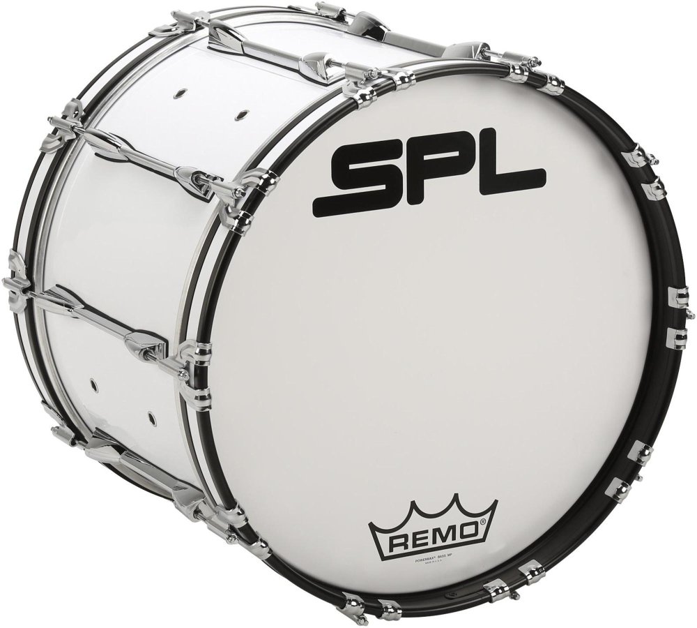 Sound Percussion Labs Birch Marching Bass Drum with Carrier 20 x 14 White