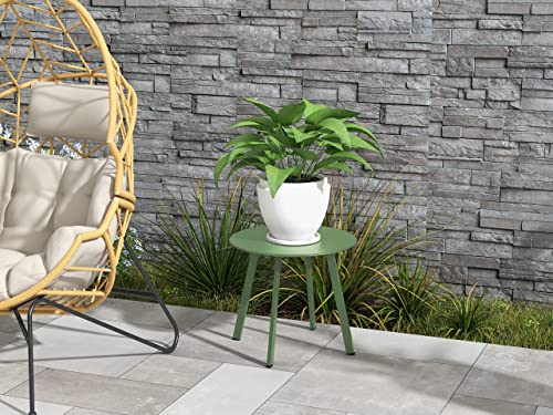 Grand patio Indoor & Outdoor Steel Side Table, Weather-Resistant Round End Table with Square Feet, Small Accen Table Great for Patio, Balcony, Camping