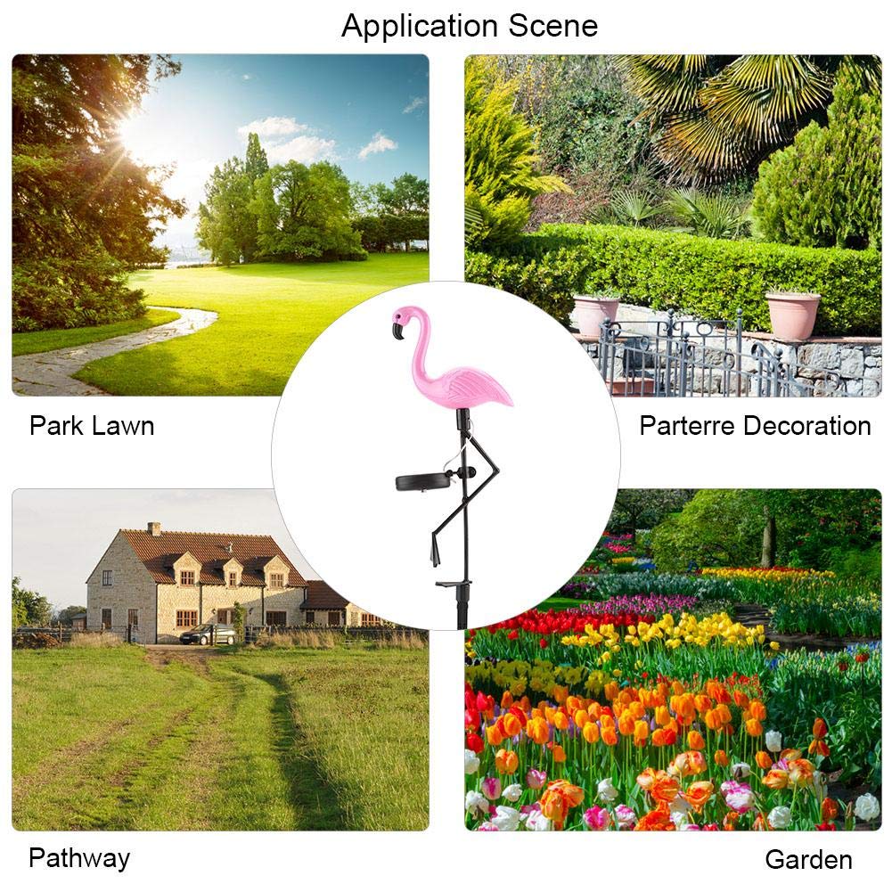 Yosoo- Solar Flamingo Garden Light, 2 Pack Pink Flamingo Solar Powered Outdoor LED Lawn Light Decorative Stake Lamp Pink Flamingo Yard Ornament Stakes for Garden Yard Pathway