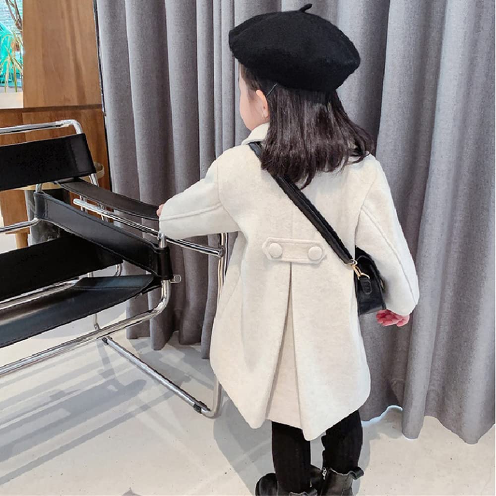 POPOLAR Kids Girls Dress Coats Winter Warm Long Jacket Cloak Button Trench Coat Pockets Peacoat Outerwear Clothes 2-7 Years (6-7 Years, Beige)
