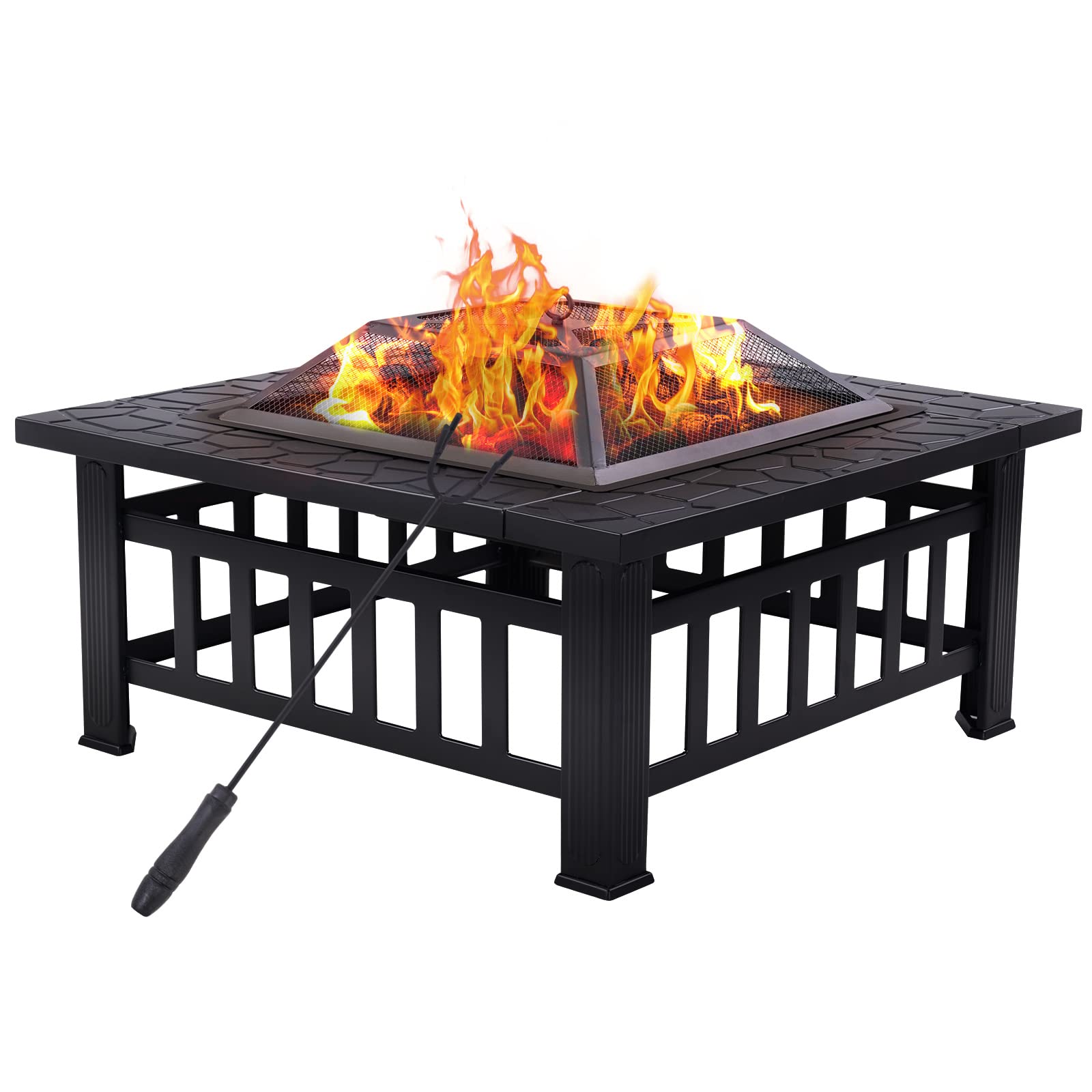GRAND PATIO Outdoor Drayton 24in Round Concrete Wood Burning Patio Grill Fire Pit, Gray