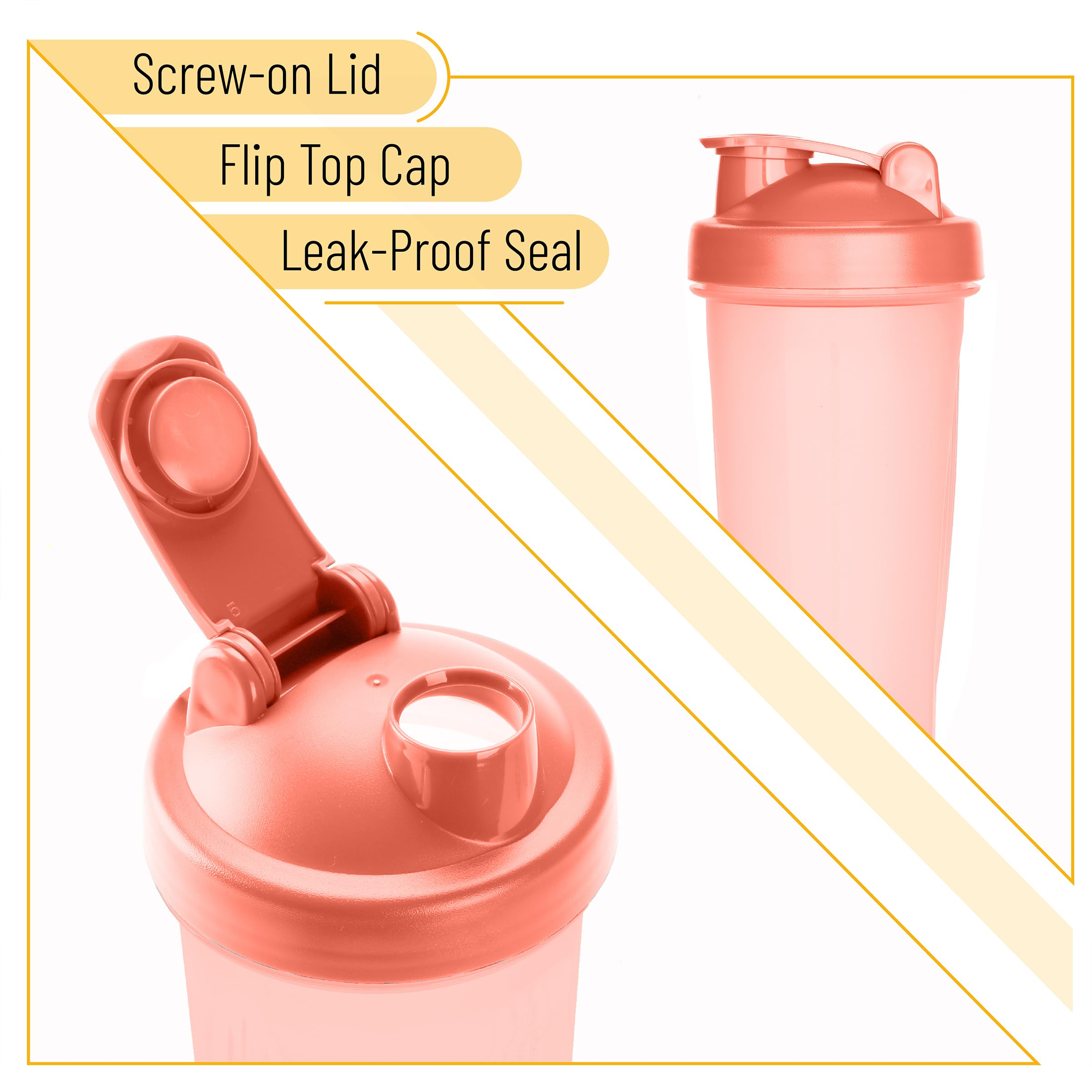 Mr. Pen- Shaker Bottles for Protein Mixes with Twist Cap, 28 oz, Coral Pink Protein Shaker Bottle with Wire Whisk Ball, Shaker Cup, Mixer Bottle, Protein Shake Bottles, Protein Shake Bottle