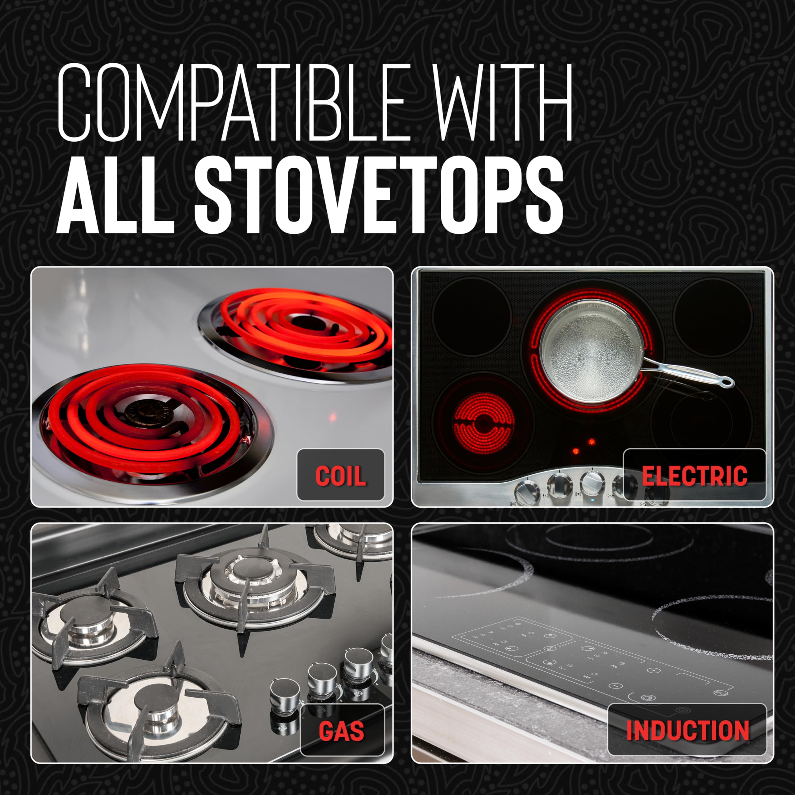 Hell's Kitchen Hybrid 4 Qt Sauté Pan and lid, Tri-Clad Stainless Steel and Nonstick Ceramic, PFAS Free, no PFOA, PTFE, or Teflon, Non Toxic Cookware, Metal Utensil Safe, All Cooktops and Oven Safe