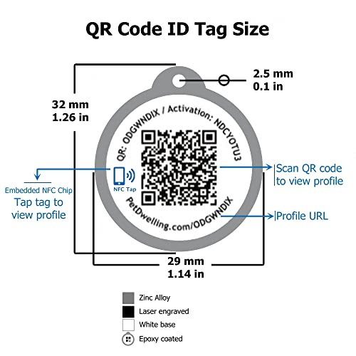 Pet Dwelling Premium NFC-QR Code Pet ID Tags - Dog Tags and Cat Tags, Connect to Online Pet Profile, Receive Instant Scanned Location Email Alert(Rose Gold Paw)