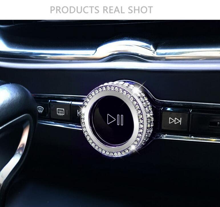 NIUHURU Compatible with Volvo XC60 XC90 S60 V60 XC40 Bling Accessories Sound Audio Knob Cover Car Interior Bling Accessories for Women