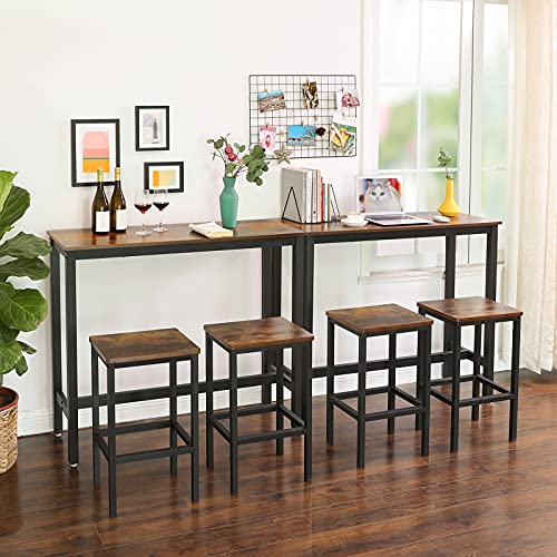 VASAGLE Narrow, Bar Table with Sturdy Metal Frame, Easy Assembly, Industrial Design, 15.7 x 47.2 x 39.4 inches, Rustic Brown