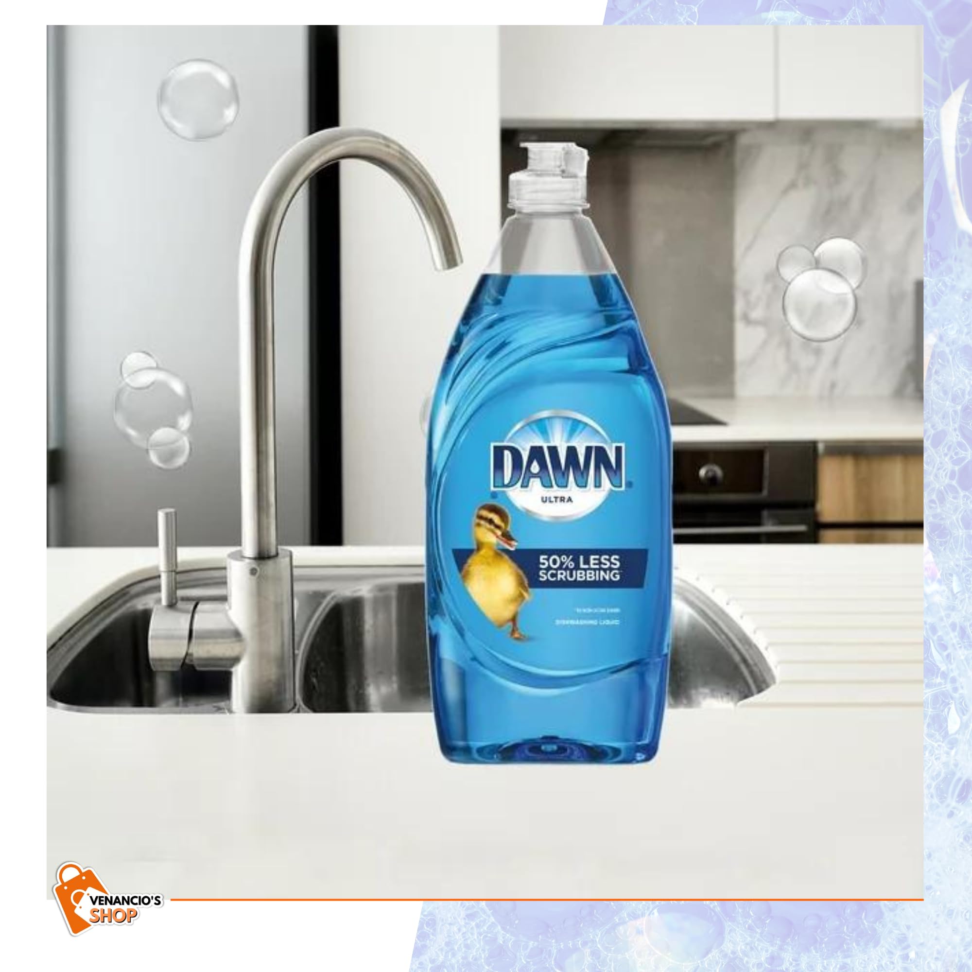 Dawn Ultra Dish Soap Dishwashing Liquid + Includes Venancio’sfridge Sticker and Cleaning Sponge (Original Scent 18 fl oz – Pack of 2)