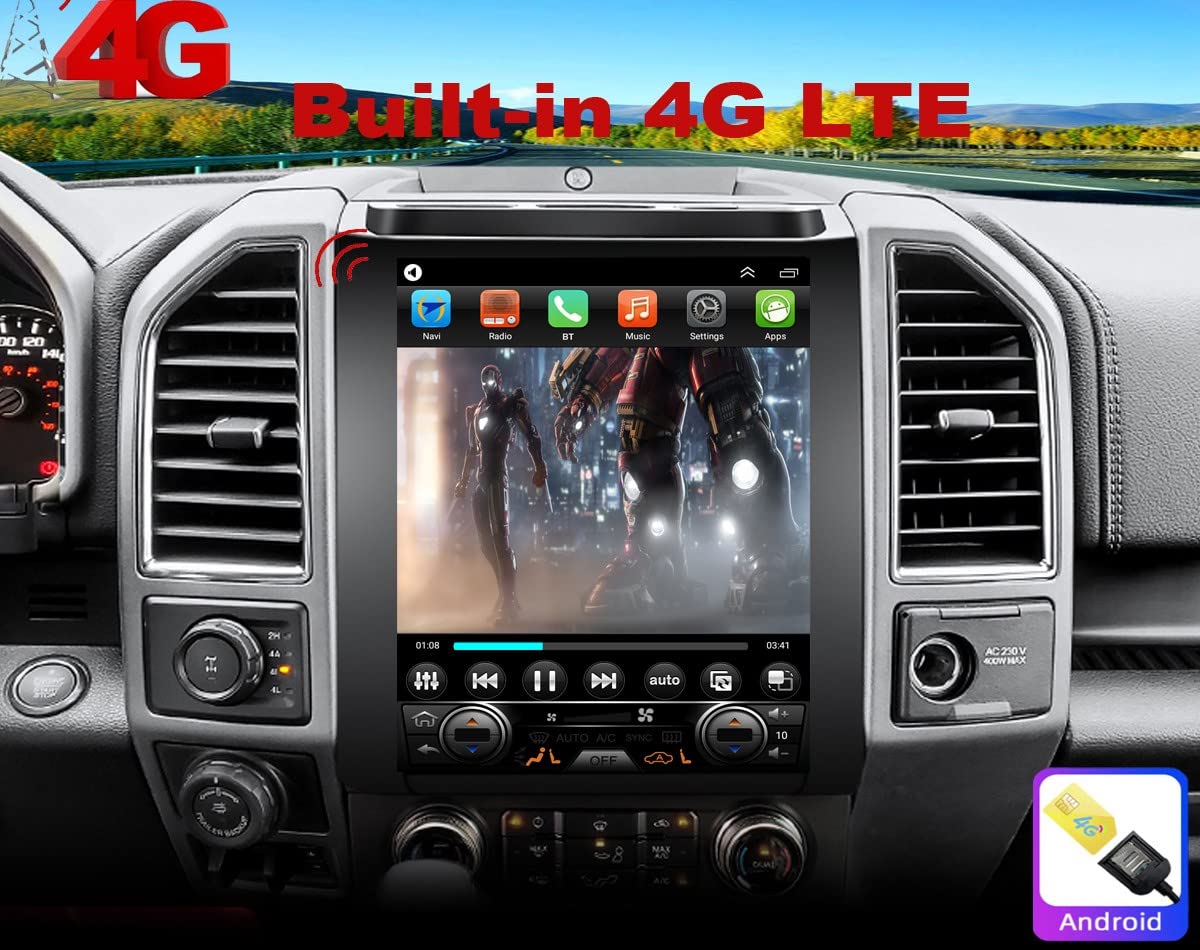 for Ford F150 Radio Upgrade 2015 2016 2017 2018 Android 10 Stereo Navigation 12.1inch Touch Screen 4GB+64GB Wireless Carplay 4G LTE WiFi Free Camera
