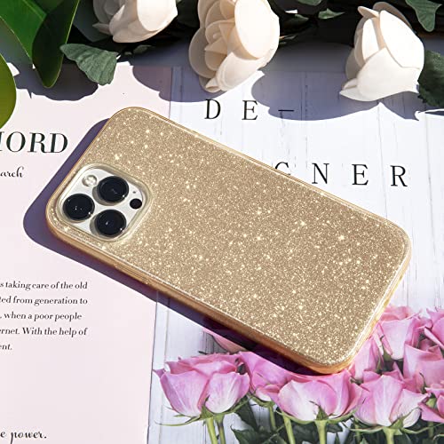 MATEPROX Compatible with iPhone 14 Pro Case Bling Sparkle Cute Girls Women Protective Cases for iPhone 14 Pro 6.1" 2022 (Gold)
