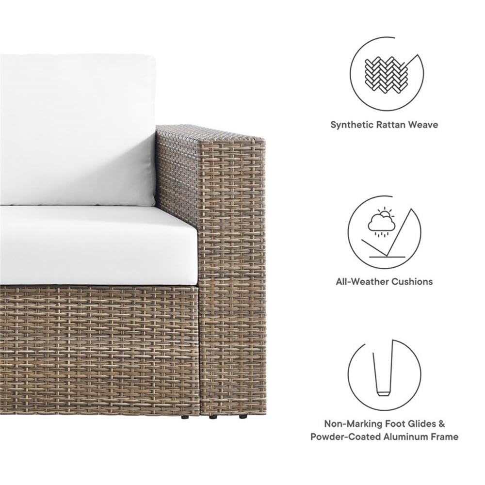 Modway Convene Outdoor Synthetic Rattan Loveseat in Cappuccino/White