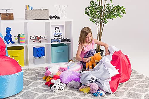 Posh Creations Stuffed Animal Chair for Kids, Toy Organizer, Cover Large 30" Children's Bean Bag, White Shark
